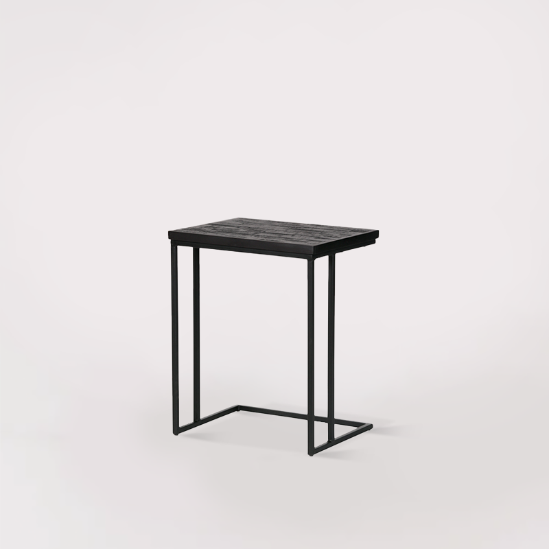 Sharing U-Shape End Table (Black Teak Wood & Black) - HYDE Contract